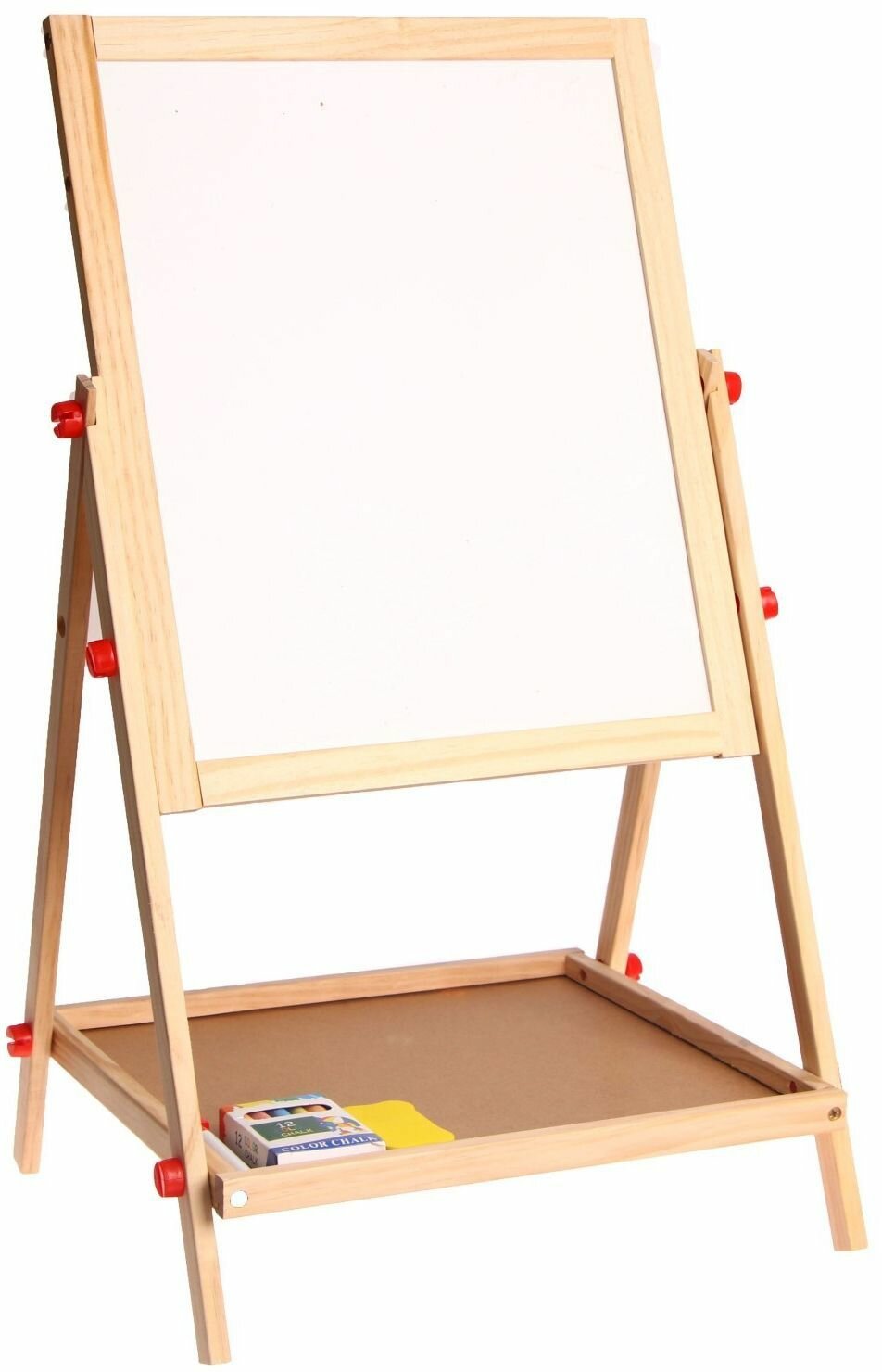Детский двухсторонний мольберт "Премиум", магнитно-маркерная меловая доска для рисования, набор с мелками, стираемым маркером и губкой, размер 65х38,5х35 см