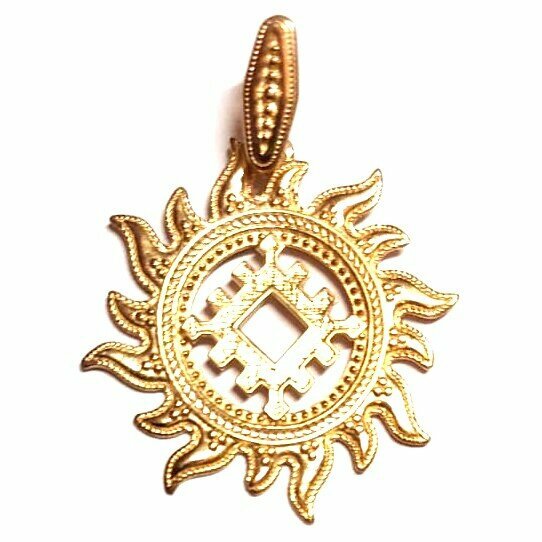 Бронзовый оберег Репейник в Солнце