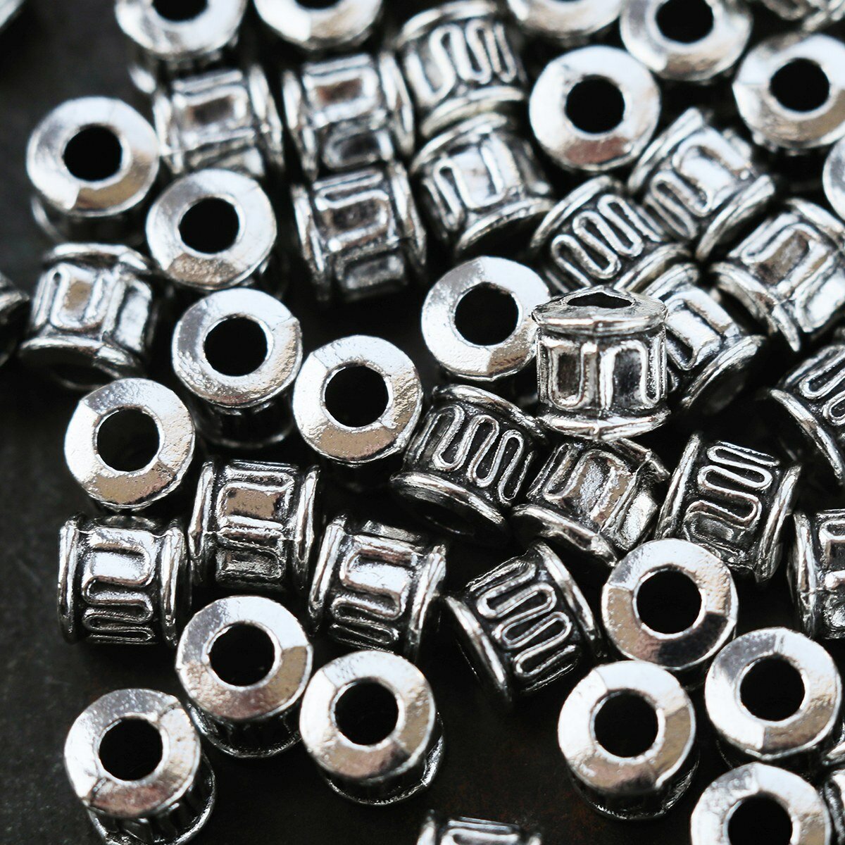 Разделитель для бусин 50 шт. / спейсер, цвет античное серебро, 5х5 мм