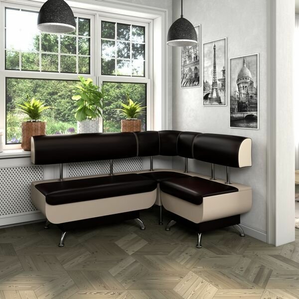 Модульный кухонный диван Валенсия (МД 1200 + МУ 500 + МД 600 мм) экокожа 221/101 (Бител)