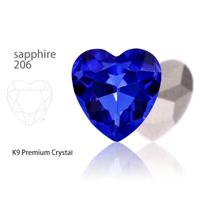 Хрустальное сердечко Sapphire 12mm, K9 Premium Crystal