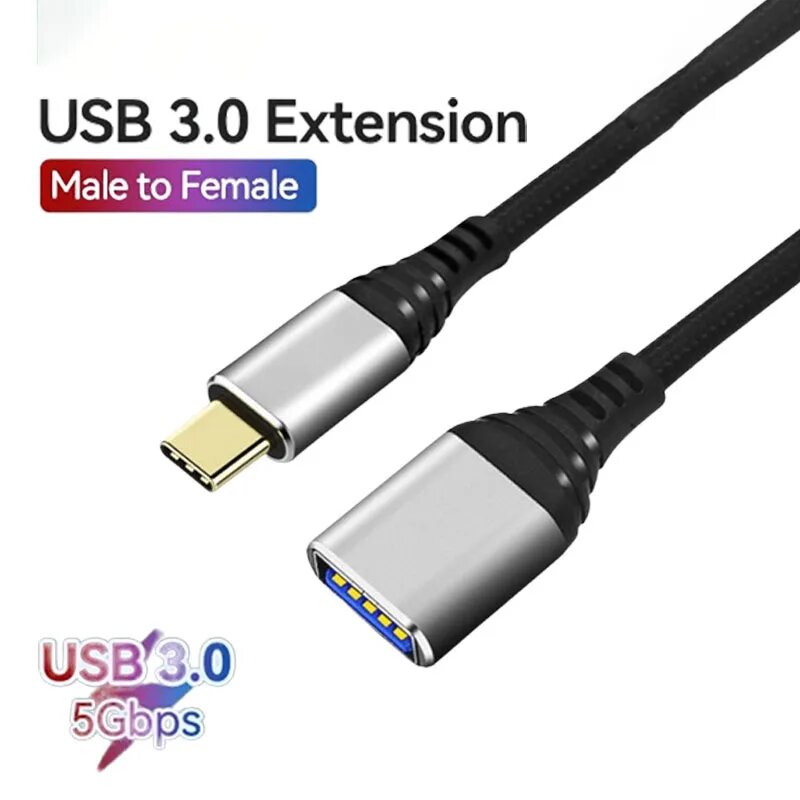 OTG Тип C Кабель USB Type-C «папа» — USB3.0 Тип A «мама» Конвертер 5 Гбит/с USB-C Адаптер для зарядки передачи данных Удлинительный кабель USBC