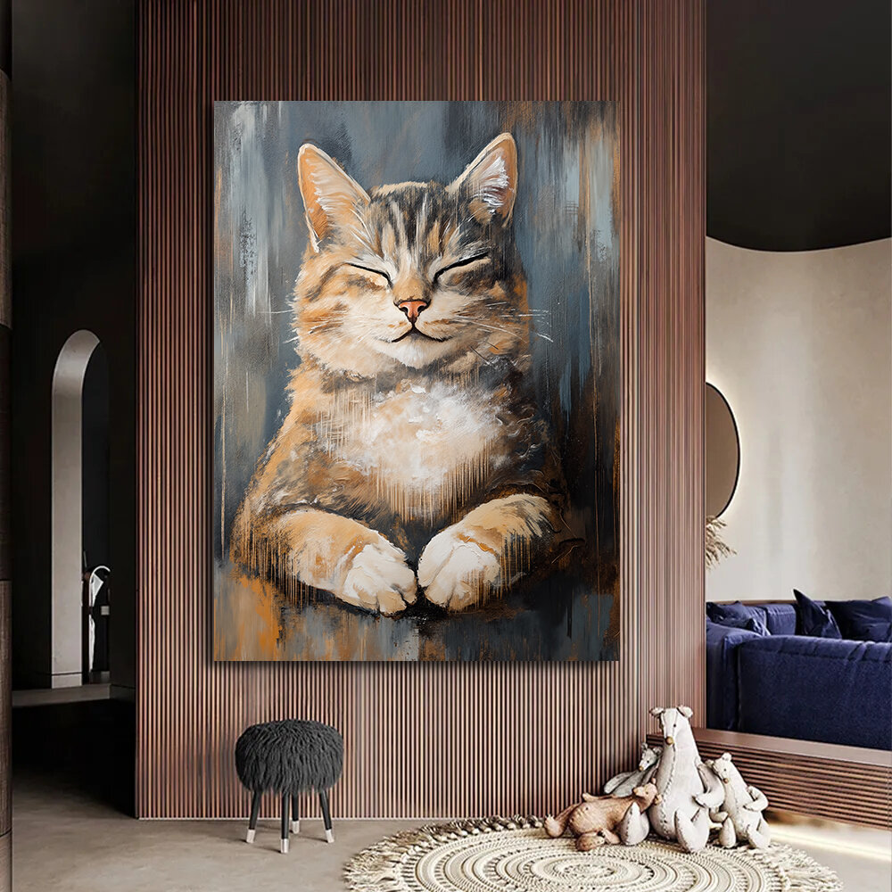 Довольный КОТ, картина на стену / настенный декор с котиками, 30х40 см.