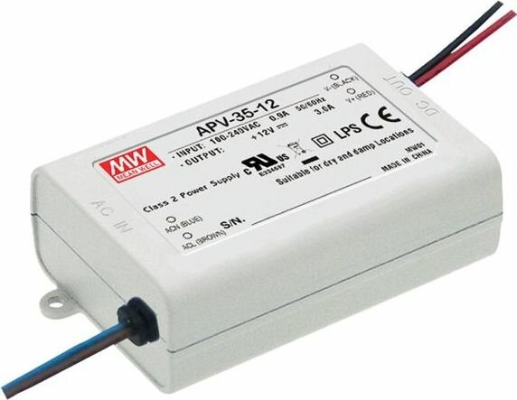 Импульсный блок питания MEAN WELL ENTERPRISES CO. APV-35-12 Блок питания: импульсный LED 36Вт 12ВDC 3А 90-264ВAC IP42 1шт
