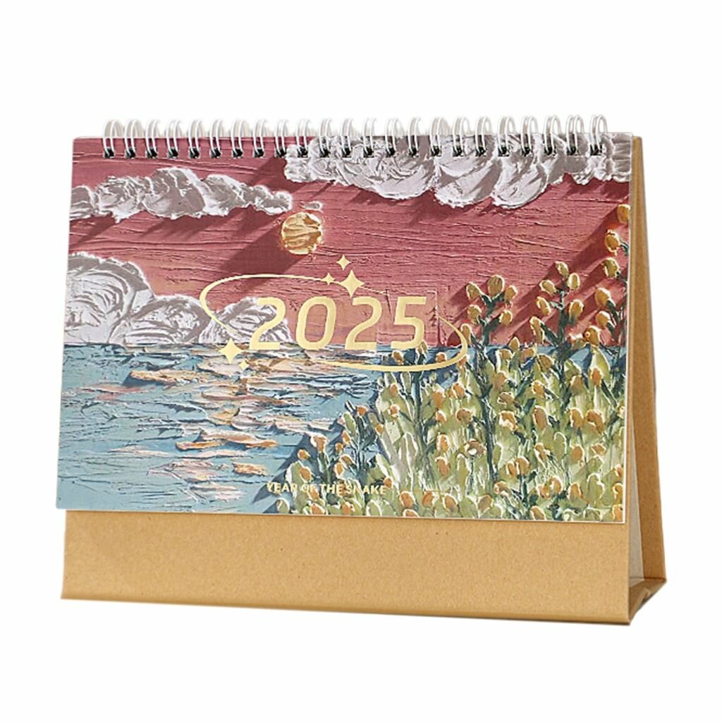 Горизонтальная версия акварельного календаря на 2025 год - Мечтательная и туманная