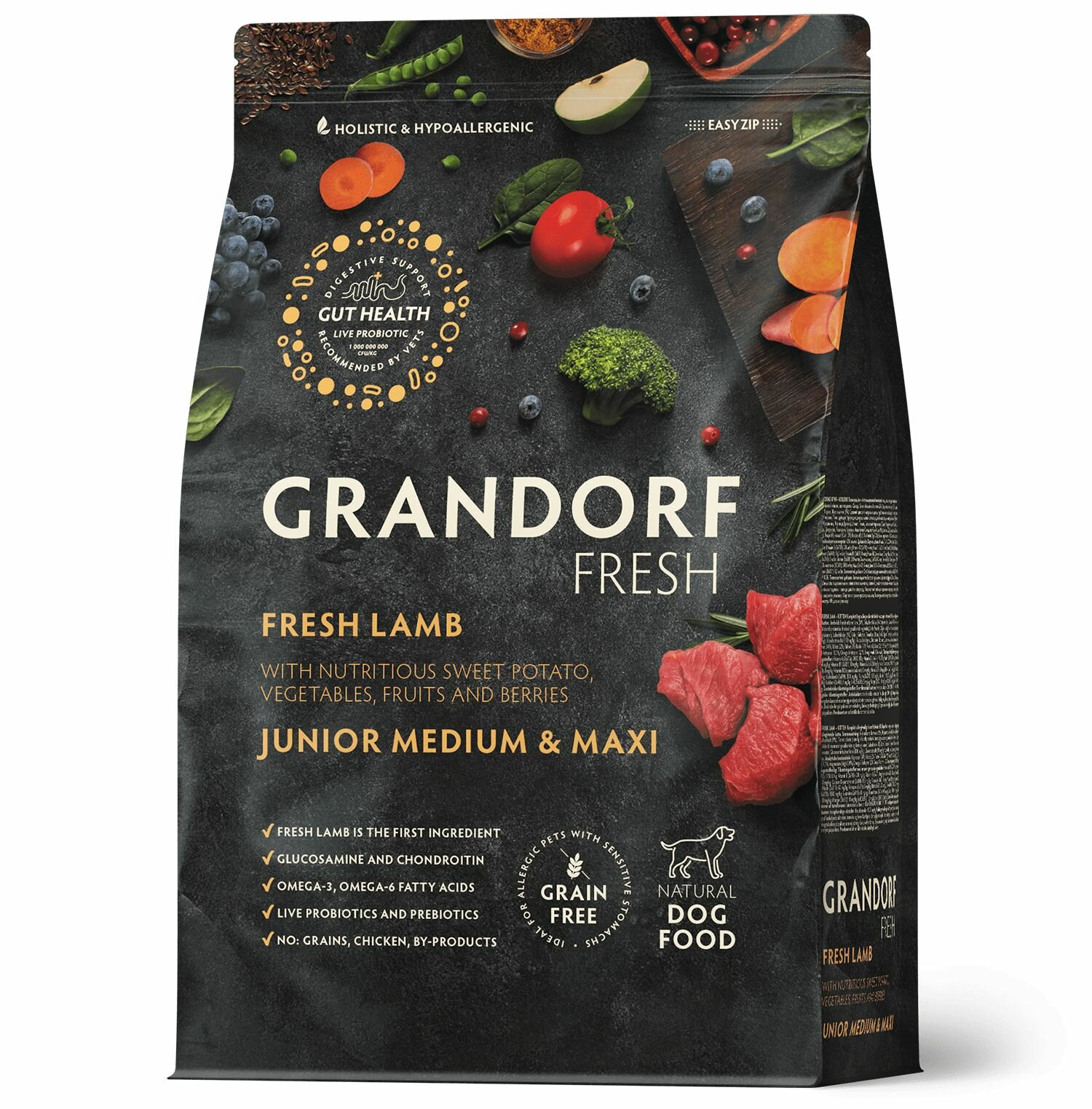 Grandorf Fresh Dog Junior Med&Maxi Lamb&Sweet Potato (Свежее мясо ягненка с бататом для юниоров средних и крупных пород) 3 кг