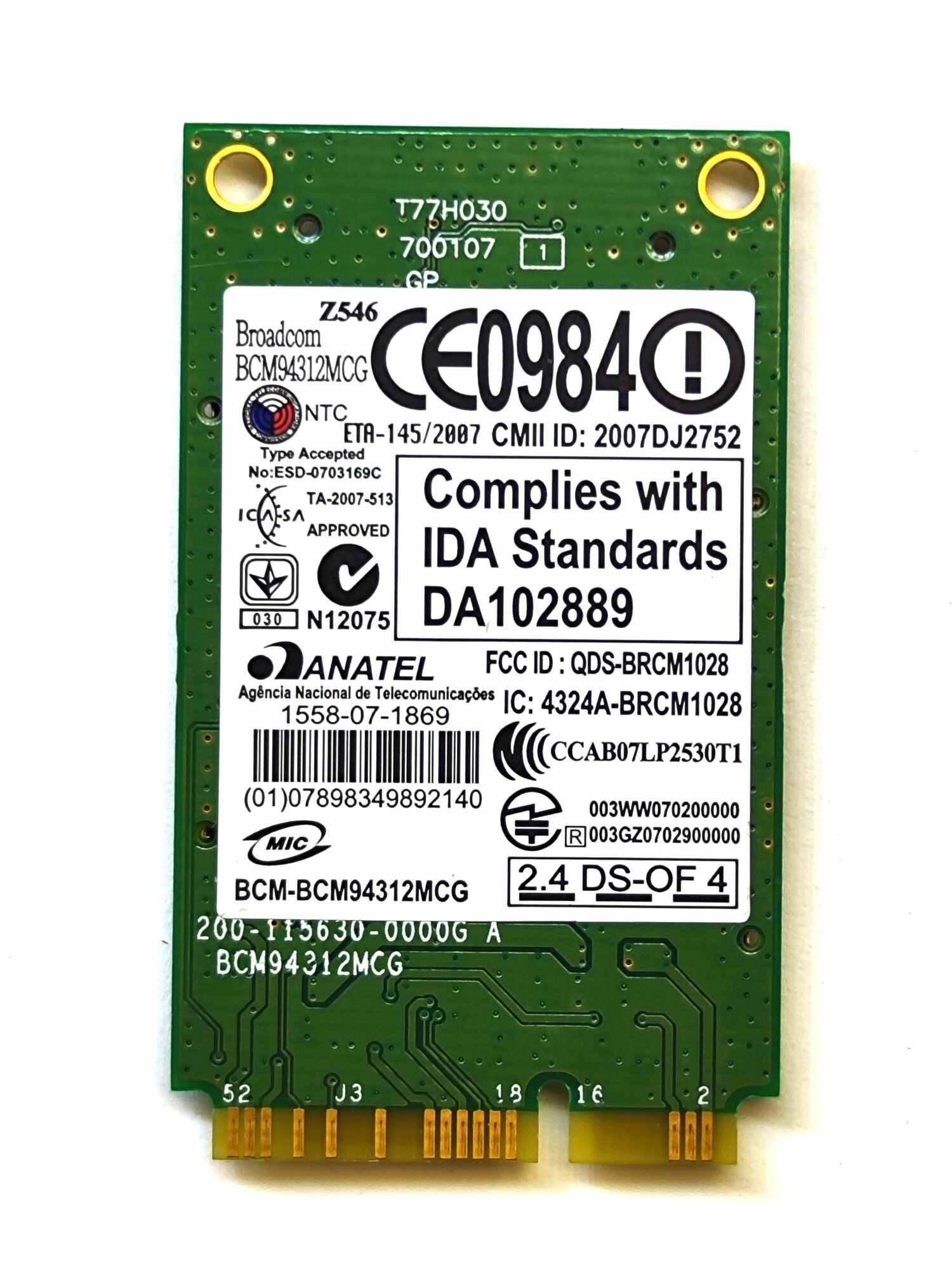 Сетевой модуль Wi-Fi адатер для интернета WiFi сетевая карта mini PCI-E Broadcom BCM94312MCG для ноутбука