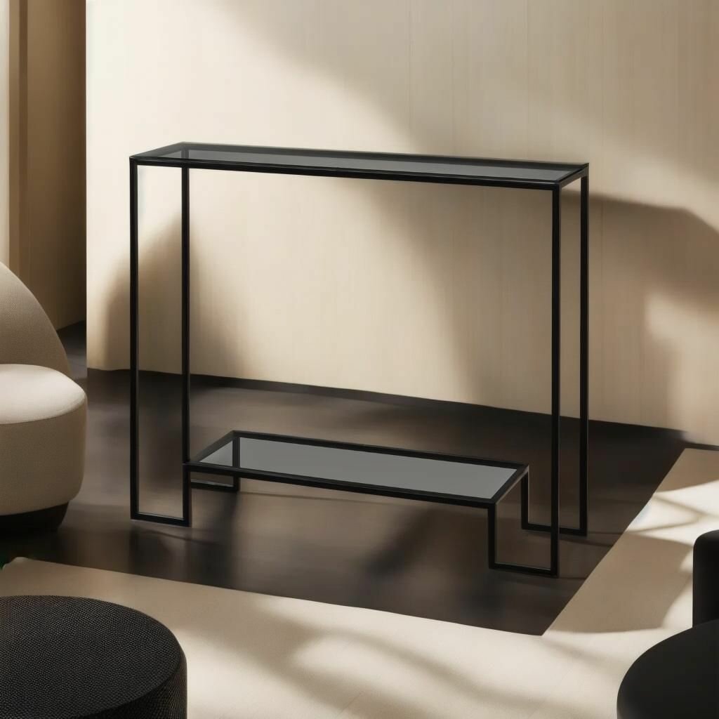 Консольный столик валенсия 990х875х280мм (черный/стекло сатиновое)