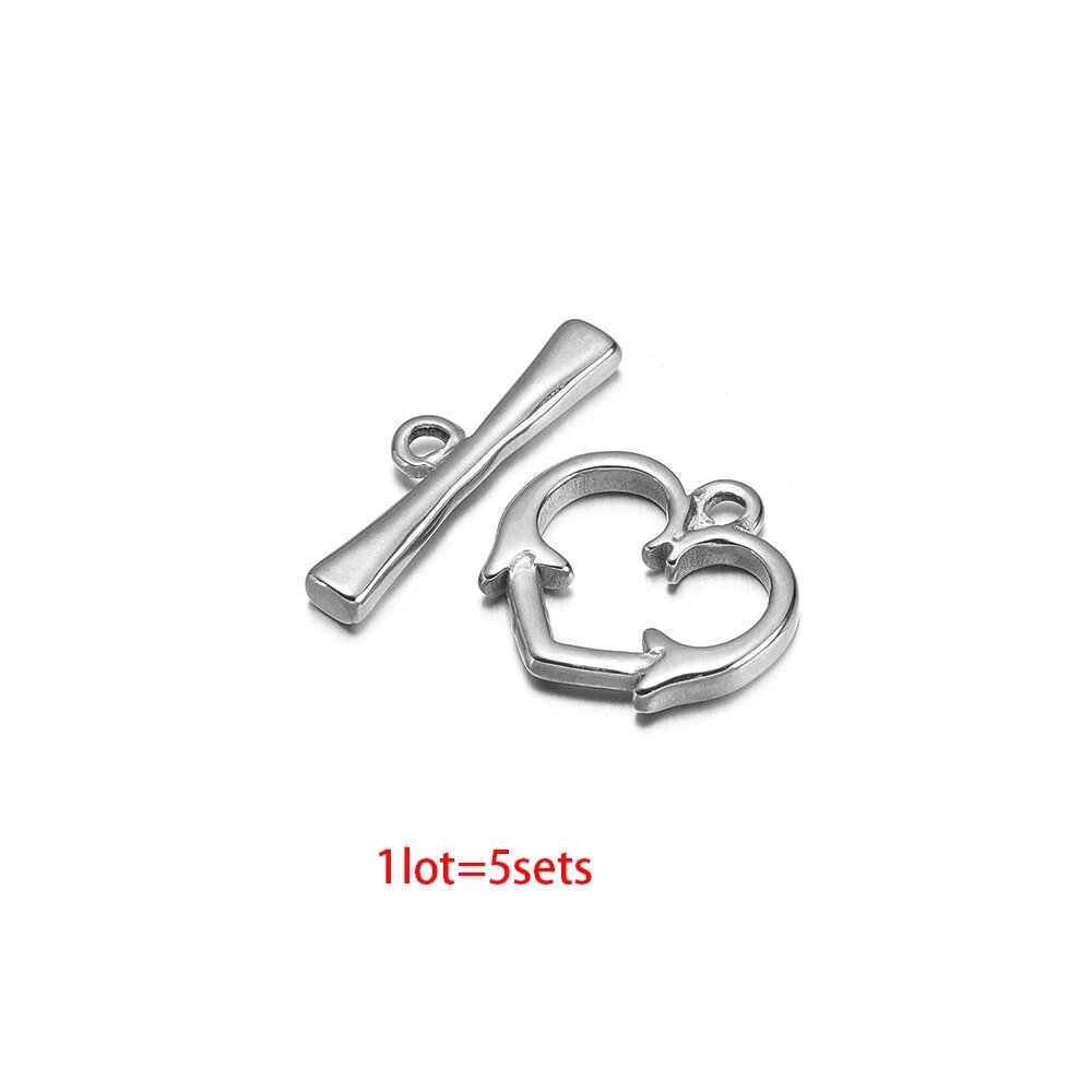 Застежки-тогглы Luksteel из нержавеющей стали для ювелирных изделий Steel color heart