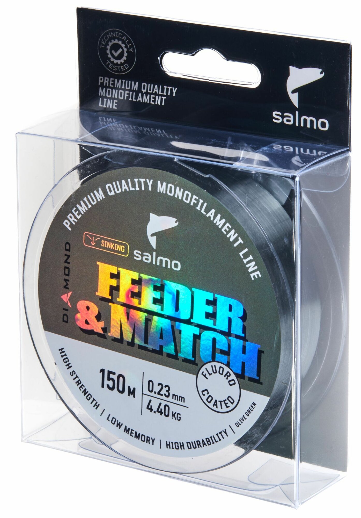 Леска монофильная флюкарбоновая для летней рыбалки Salmo Diamond FEEDER & MATCH FLUORO COATED Grey 150/023