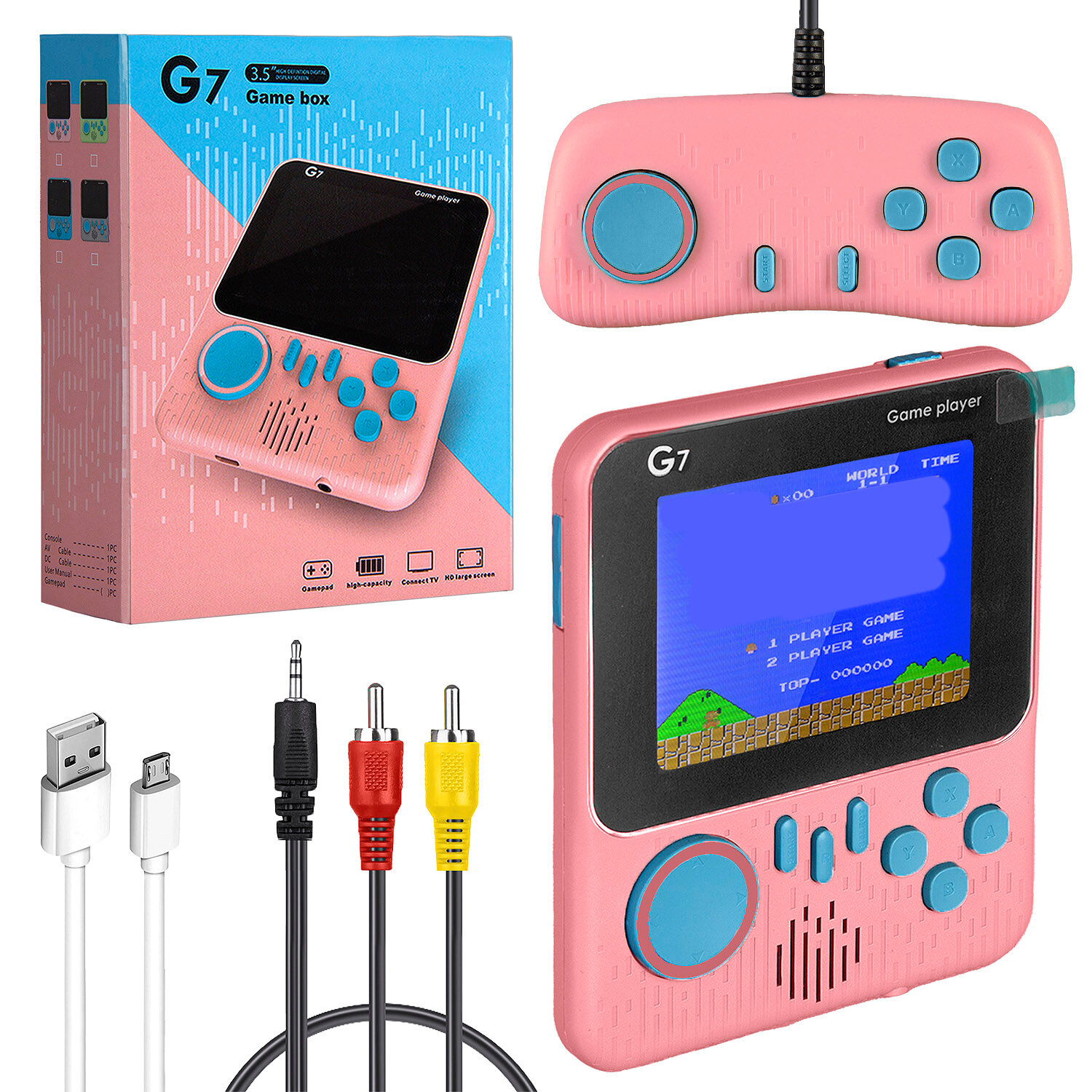Игровая приставка G7 розовая 3.5” для 2 пользователей