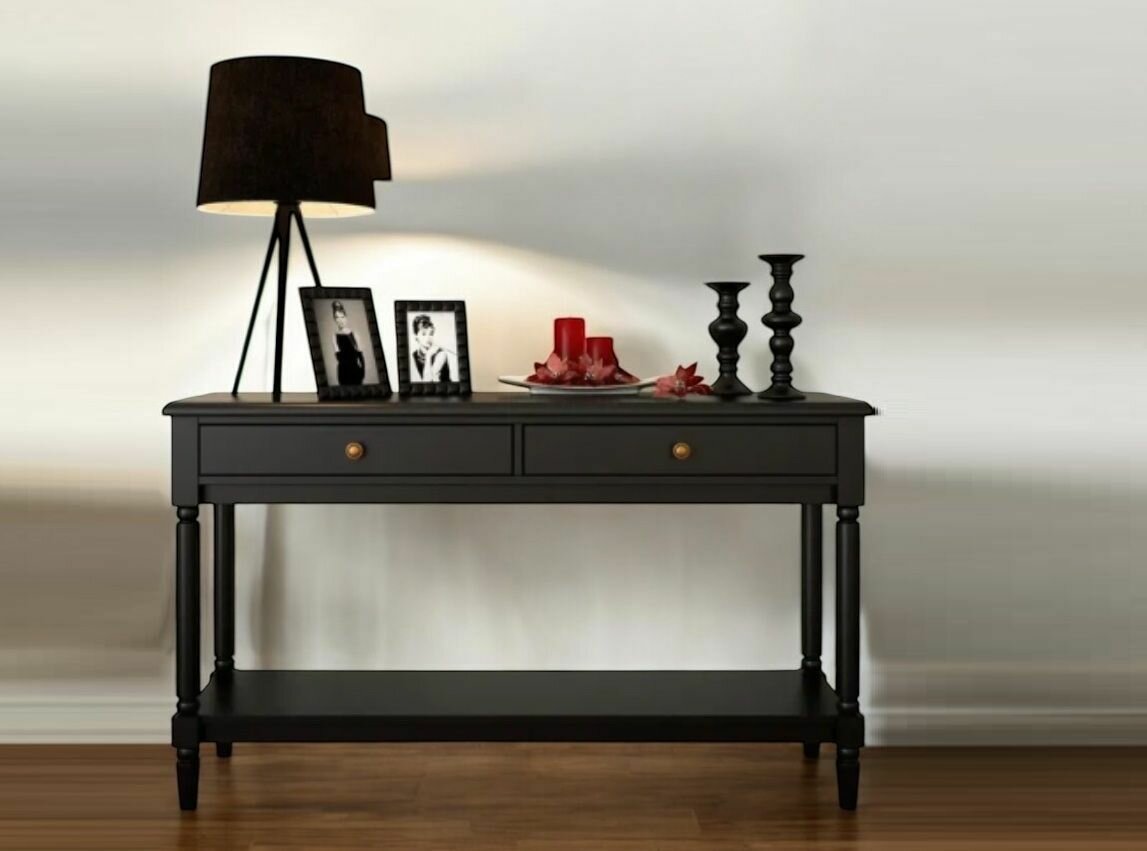 Стол консольный в классическом стиле на деревянном подстолье Blues огого "Обстановочка", черный