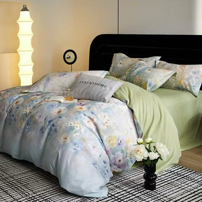 Apollo Bedding Комплект постельного белья, Сатин люкс, Двуспальный с простыней Евро, наволочки 50x70