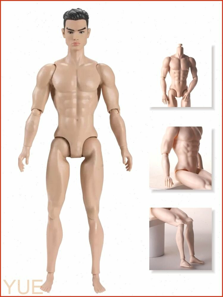 12-дюймовая кукла-мускулистый мальчик с обнаженным телом / 34cm / Нормальный цвет кожи