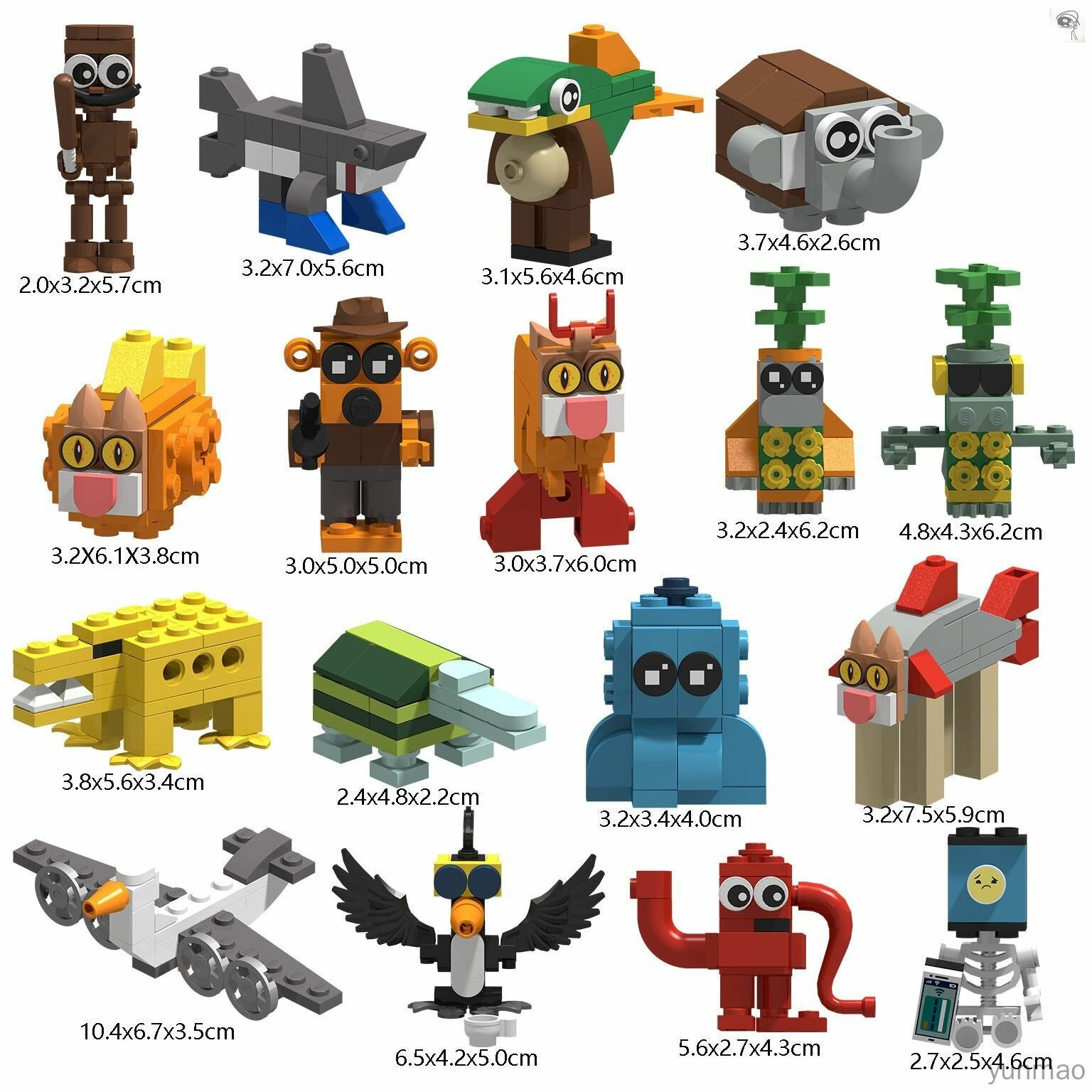 Пластиковый конструктор Палкочел итальянские животные мем 17шт