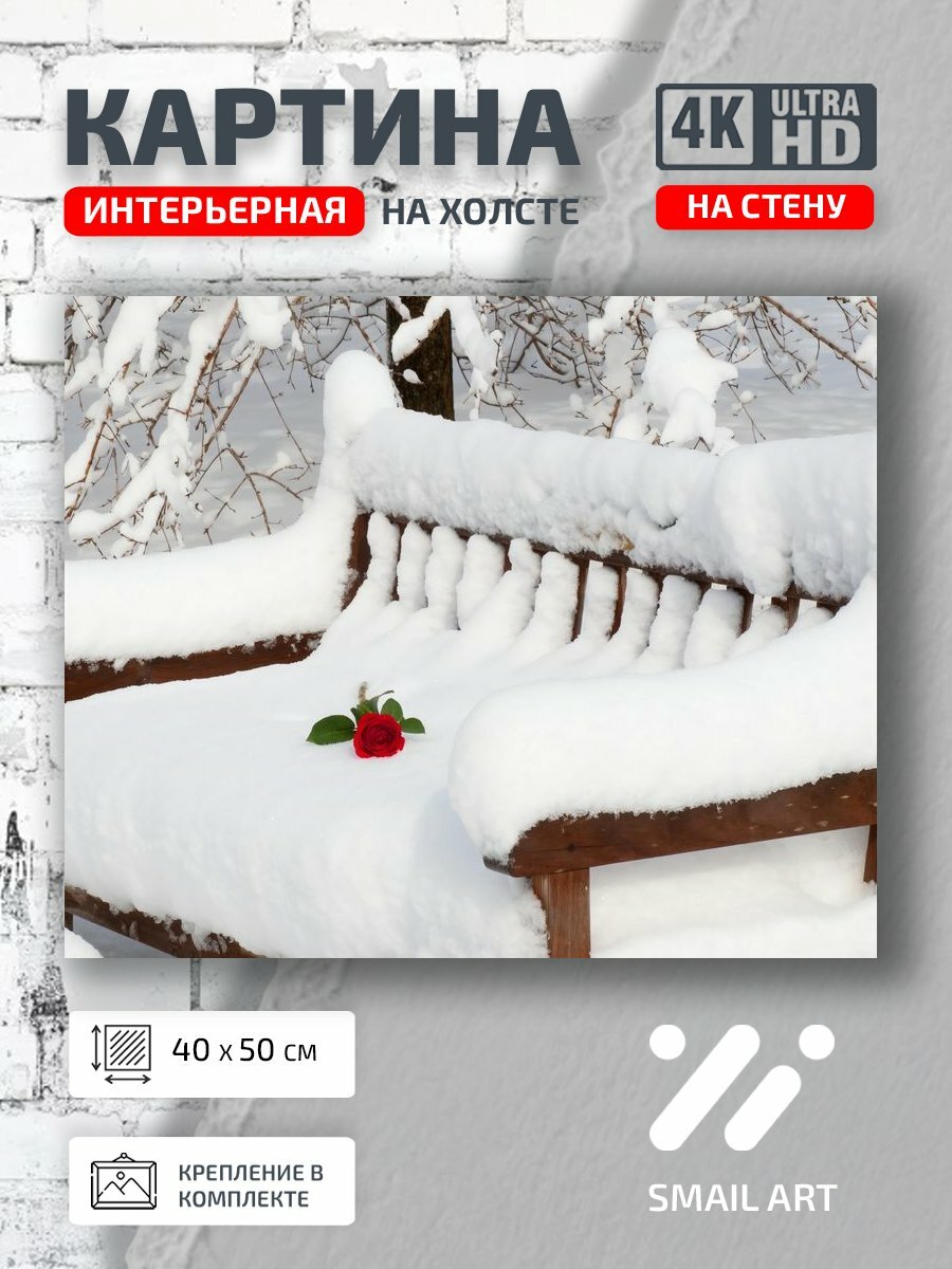 Картина на холсте интерьерная 40 на 50 на стену Снегу Landscape для офиса пейзаж интерьер