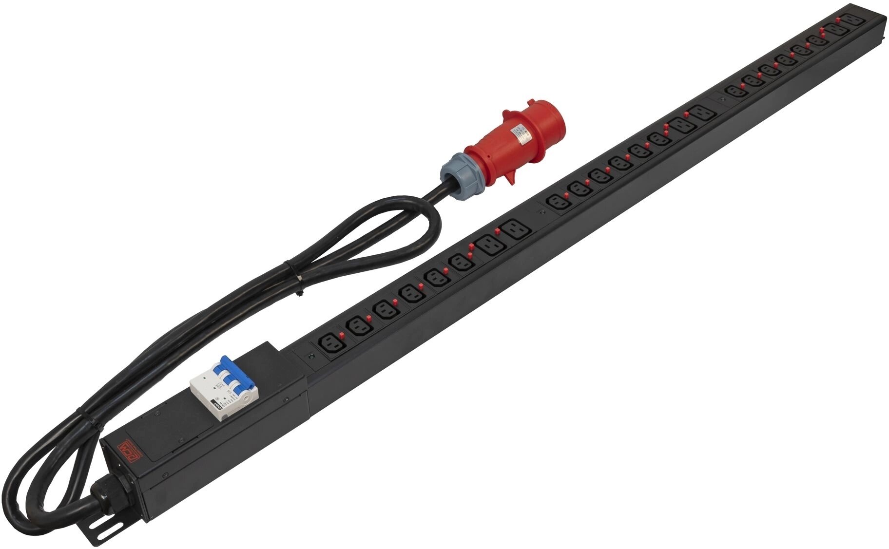 Блок распределения питания Powercom PDU-32AV24-18C3-6C9-3P верт. размещ. 18xC13 6xC19 3x32A IEC 60309 2м