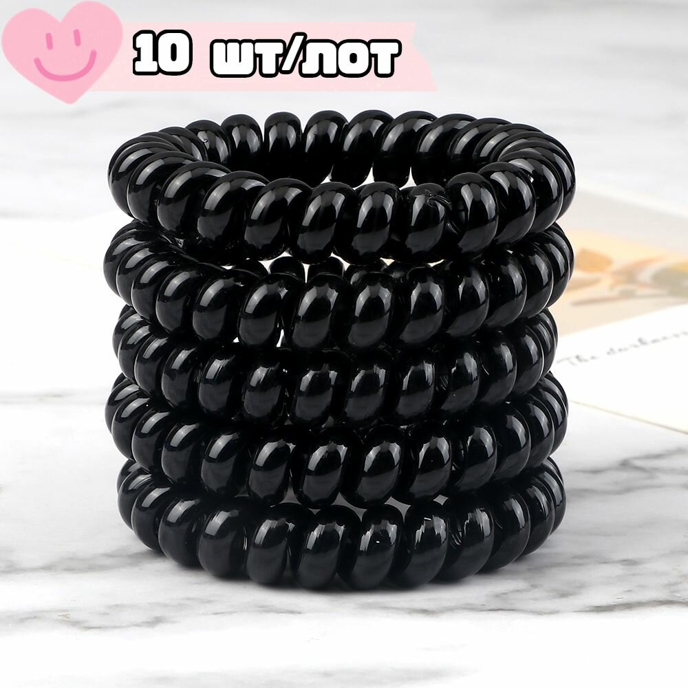 Спиральные резинки для волос, телефонный провод,16 цветов, диаметр 5 см, суперэластичные для густых и длинных волос, пластиковые, прочные резинки без заломов, модные аксессуары для укладки (набор 10 шт)