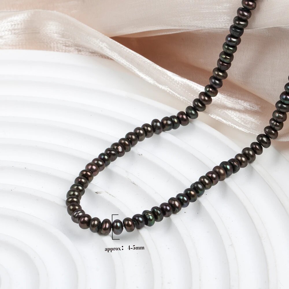 Натуральный пресноводный жемчуг бусины черные 4-5 мм PB128