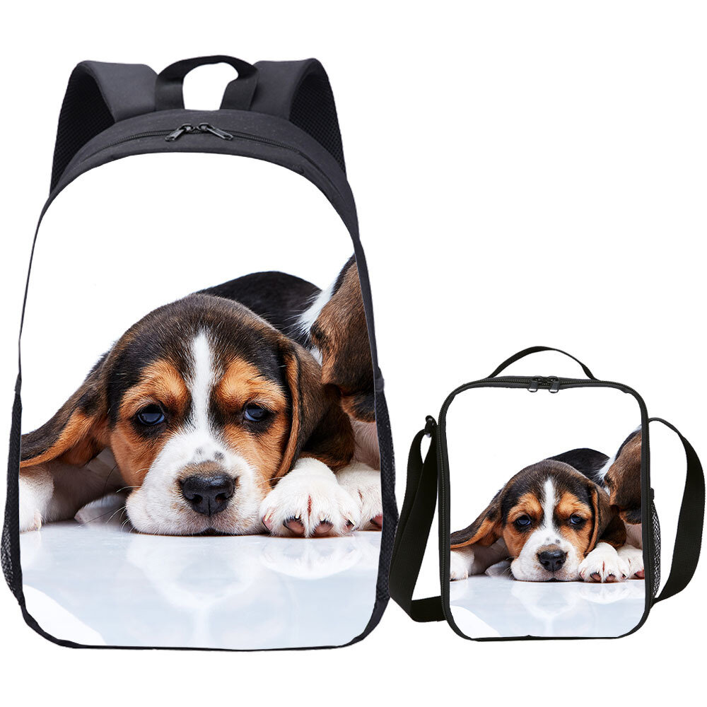 Школьная сумка Bige Dog с цветной печатью 17-дюймовый большой емкости для учеников начальной школы школьная сумка для обеда костюм