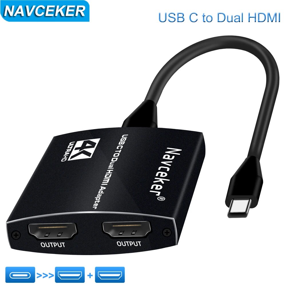 Navceker USB C на 2 HDMI 4K адаптер