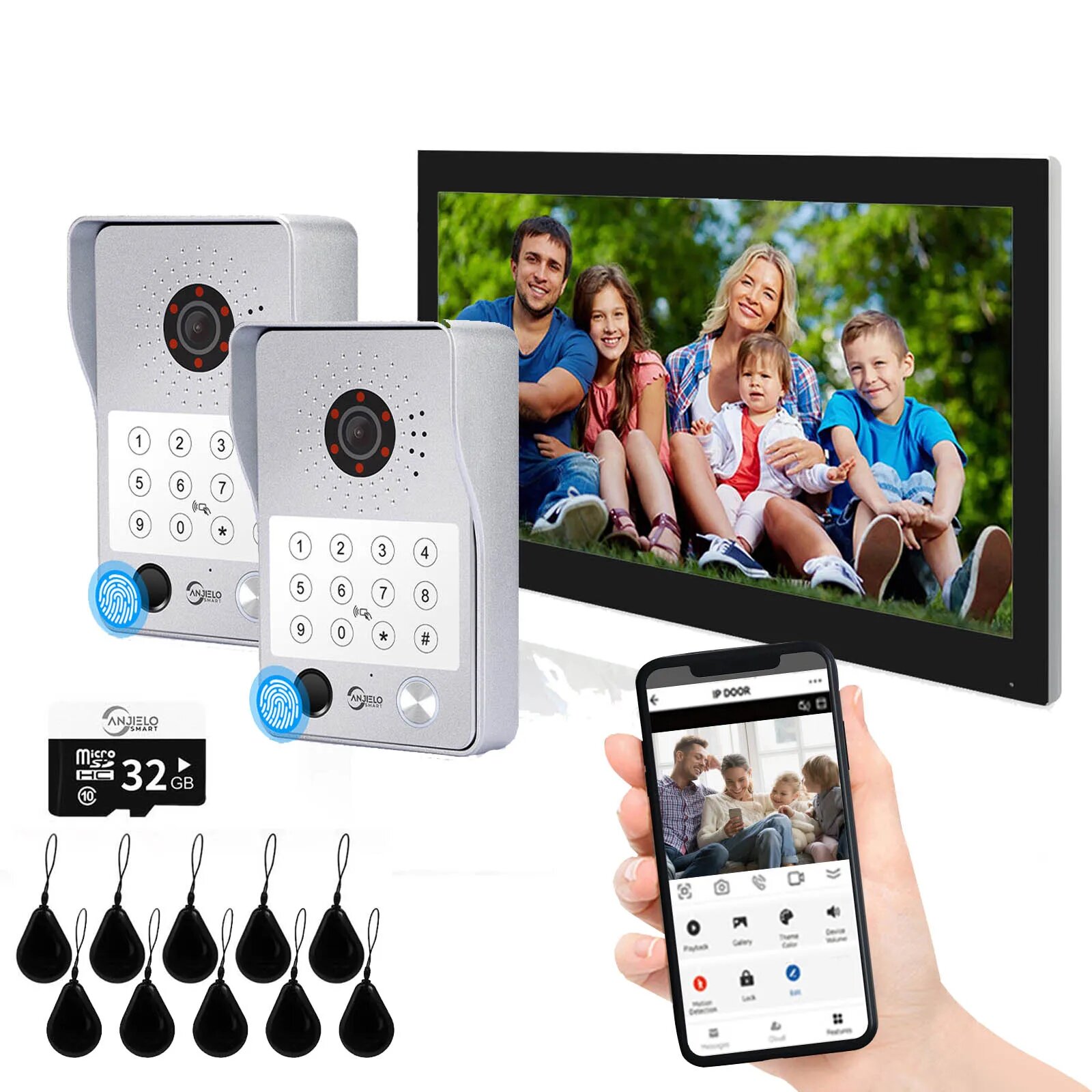 Anjielosmart 5-в-1 Wi-Fi видеодомофон 1080P