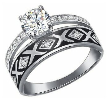 Кольцо, серебро, 925 проба, родирование, фианит