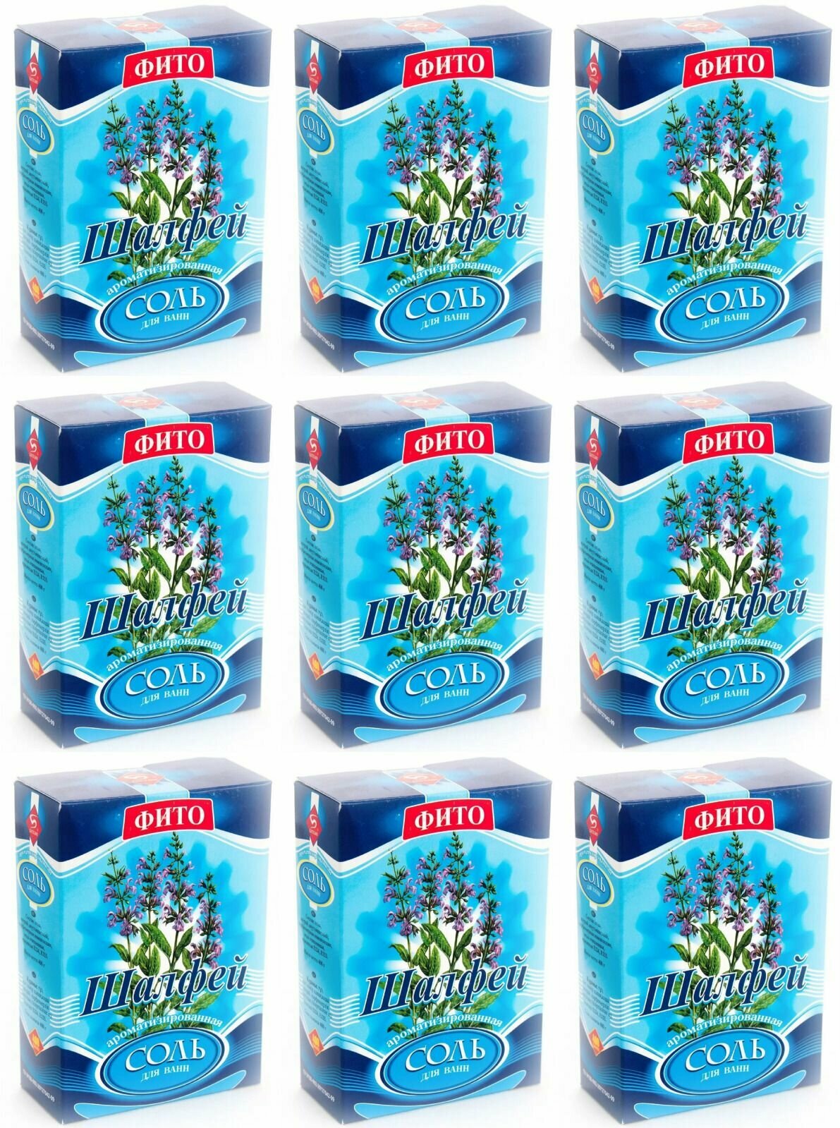 Соль для ванны Шалфей, 400 г, 9 шт