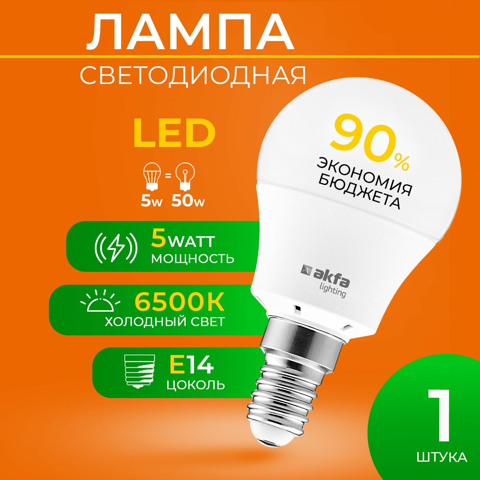 Светодиодная лампа Akfa Lighting AK-LBL 5W 6500K E14