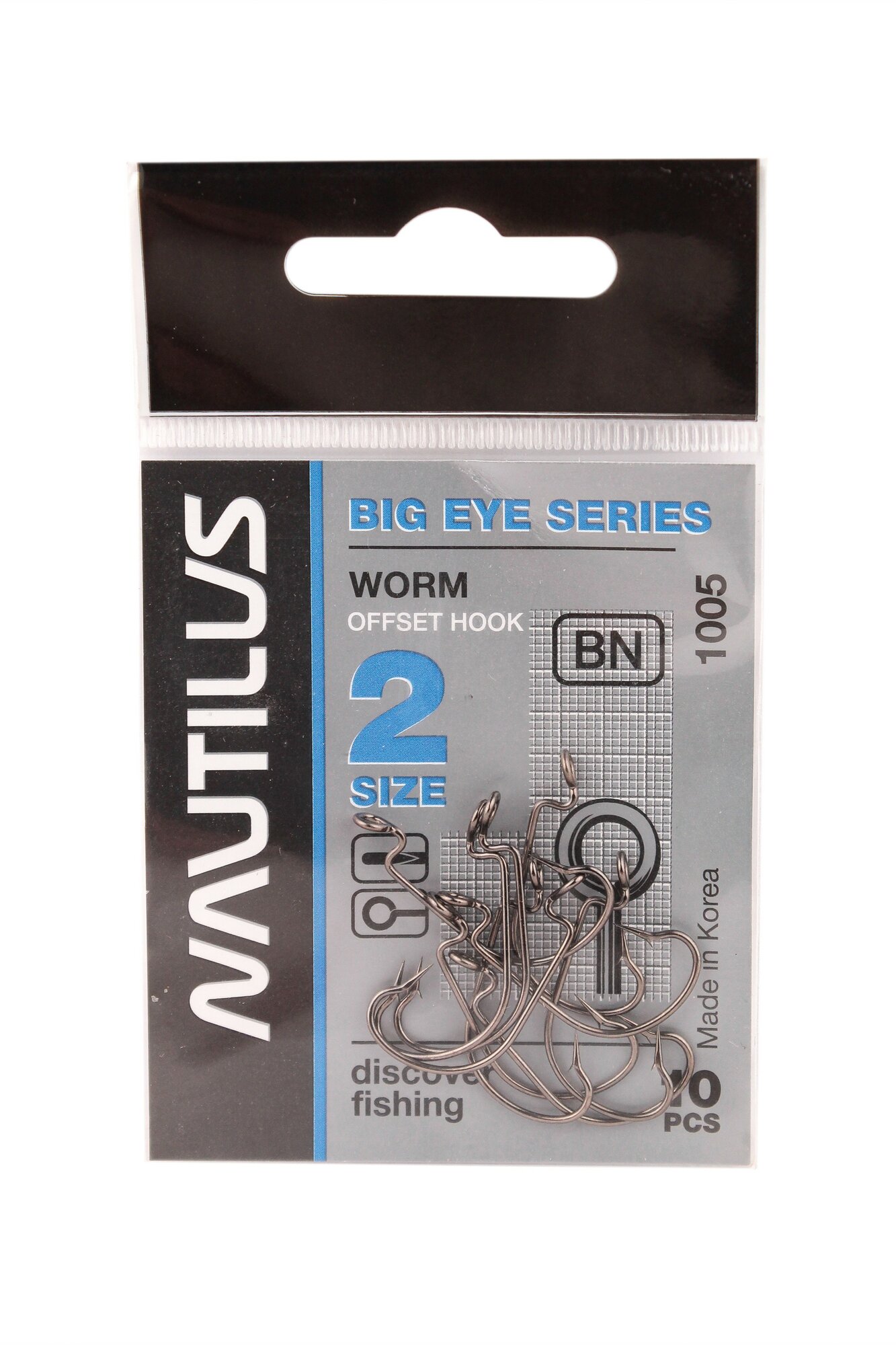 Nautilus Offset Big Eye Worm 1005 №2 крючок офсетный с большим глазком для приманок