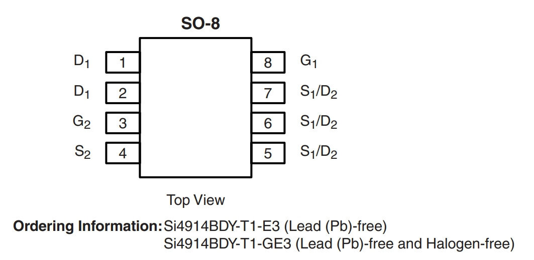 Микросхема Si4914B N-Channel MOSFET 30V SO-8