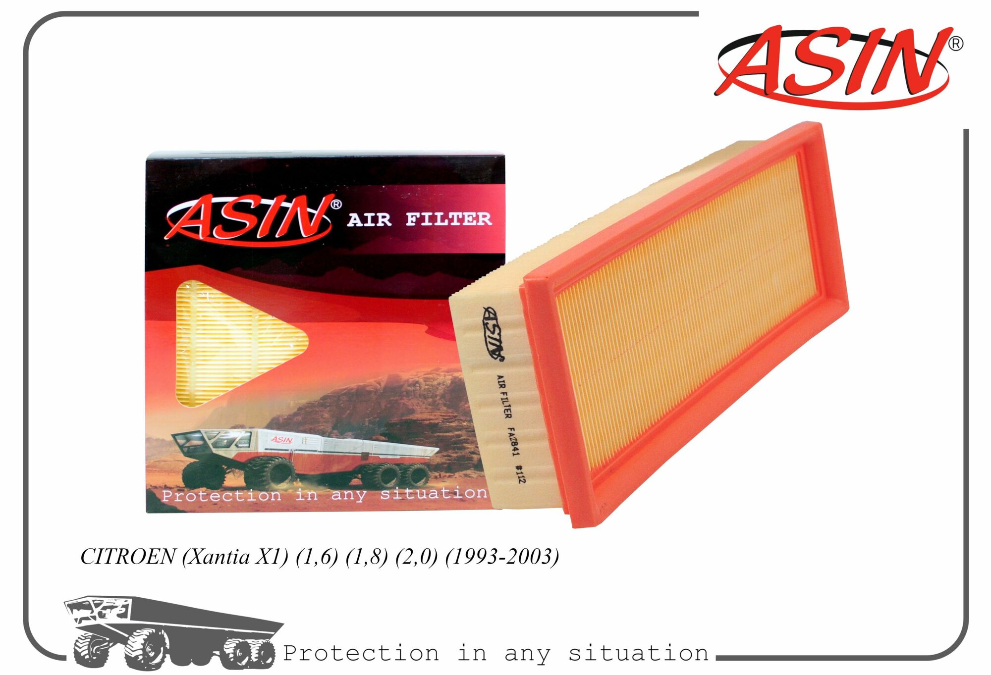Фильтр воздушный 1444.86 ASIN. FA2841 для CITROEN Xantia X1 1,6 1,8 2,0