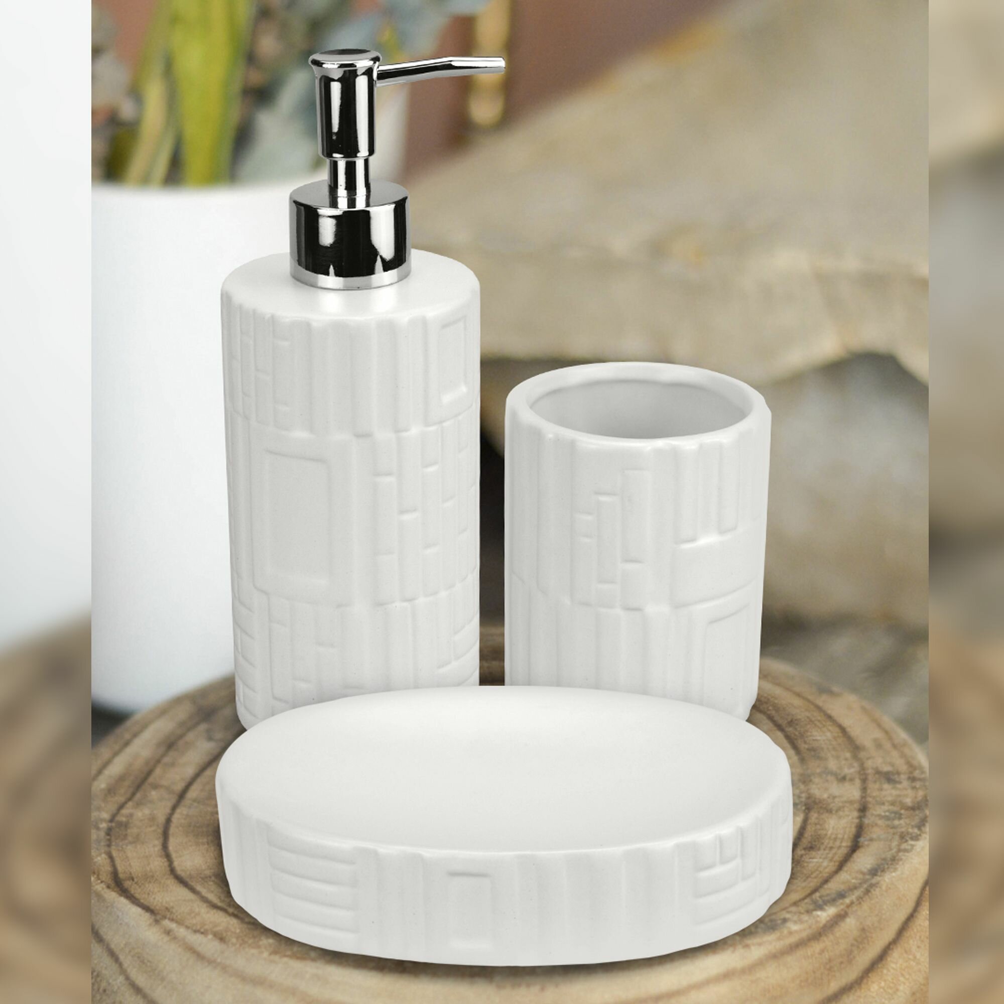 Набор аксессуаров для ванной комнаты ND Play / Greece 3 предмета (диспенсер, стакан, мыльница)