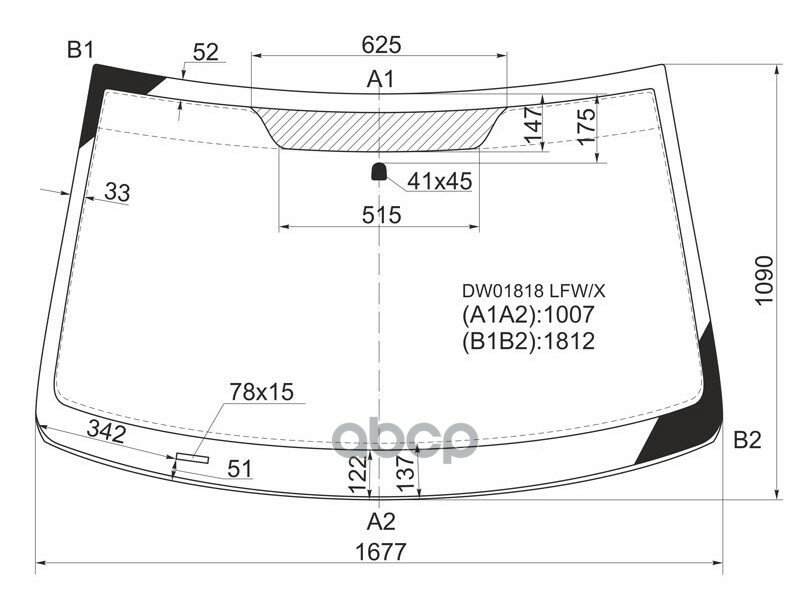 Стекло лобовое Chrysler Grand Voyager 08-15 / Town&Country 08-15 XYG арт. DW01818 LFW/X