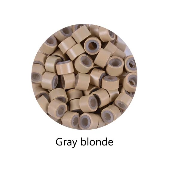 Кольца для наращивания волос WASIG, 100 шт, силиконовые, 5 мм Gray blonde