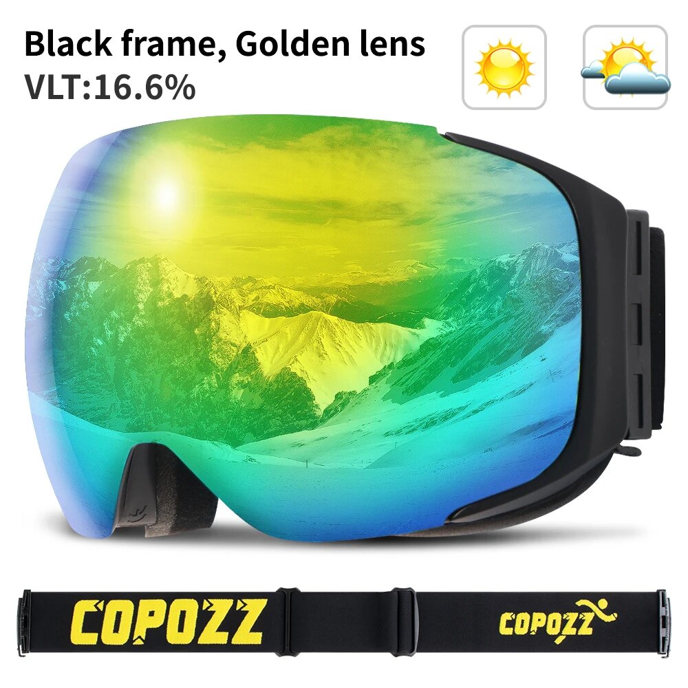 COPOZZ Магнитные лыжные очки Черный, Gold goggles only