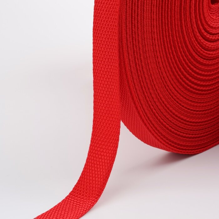 Стропа ременная, 20 мм, 50 ± 1 м, плотность 8,2 гр/м, цвет красный №35