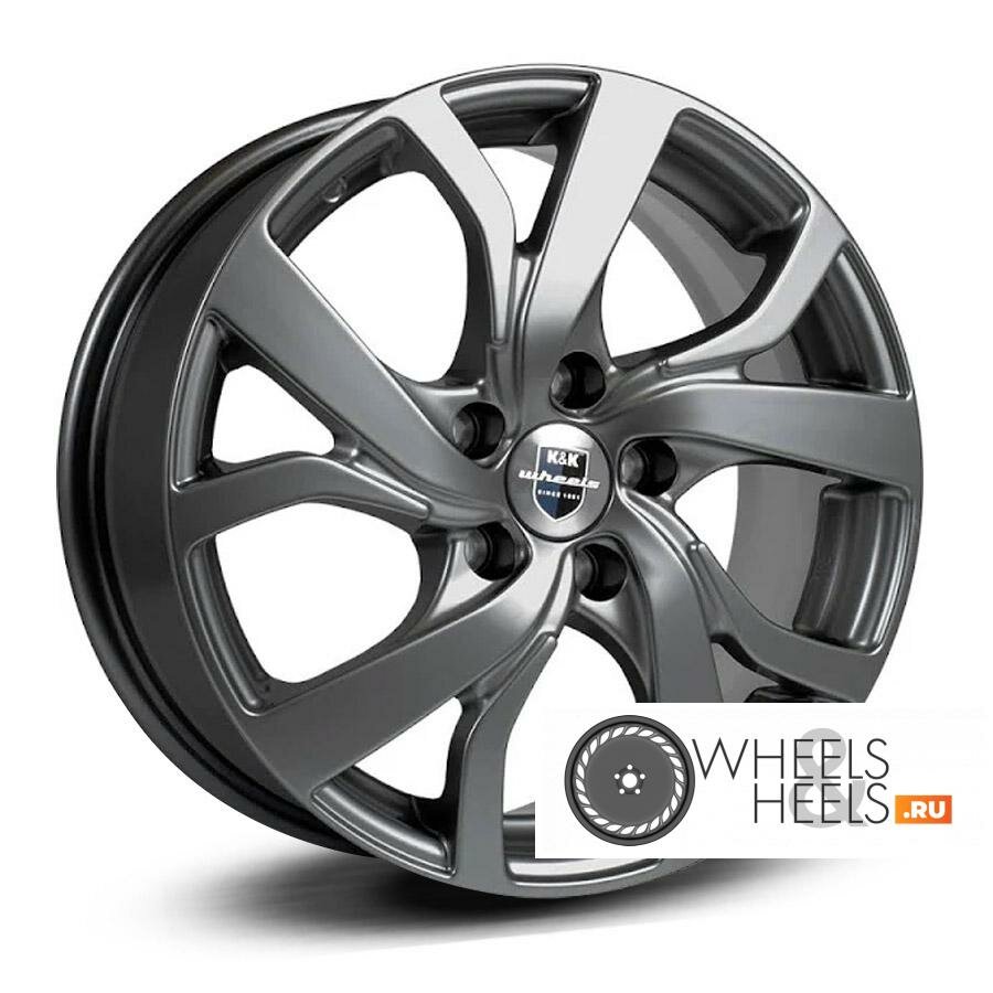 Диск автомобильный литой КиК Палермо-Оригинал 16x6.5 5x114.3 et38 dia67.1 Темно - серый глянцевый