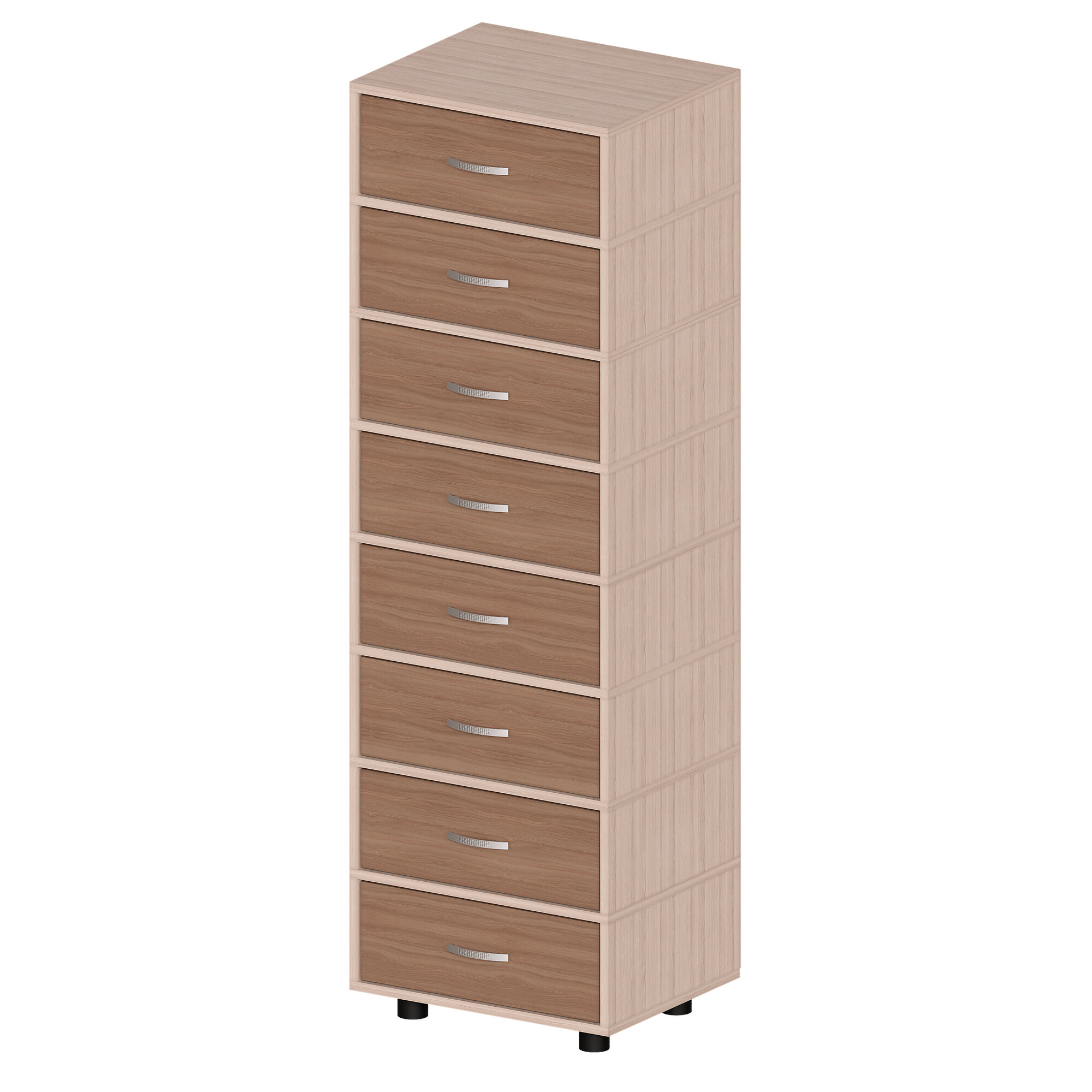 Комод СитиМебель-11 Ширина 50 см, Глубина 30 см, Высота 160 см, цвет: каркас Ясень шимо светлый, фасад Ясень шимо темный