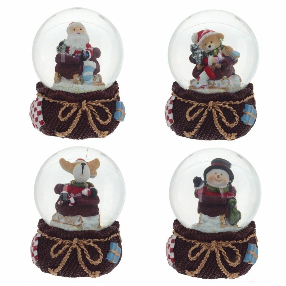 Фигурка в стеклянном шаре "Новогодние символы", D5 см, 4 вида, 1 штука