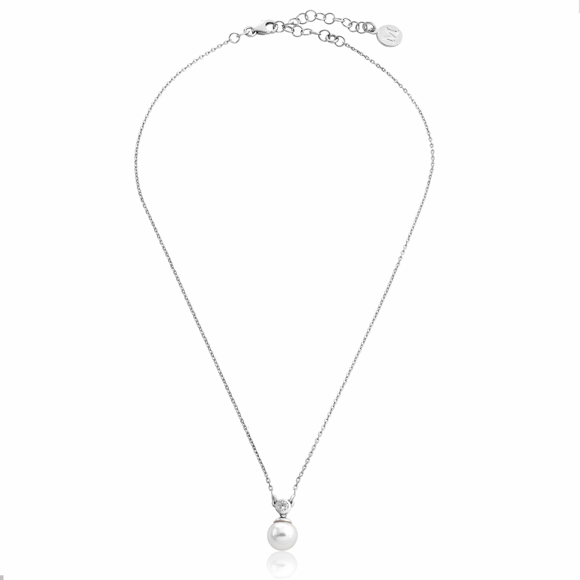 Колье, серебро, 925 проба, родирование, жемчуг