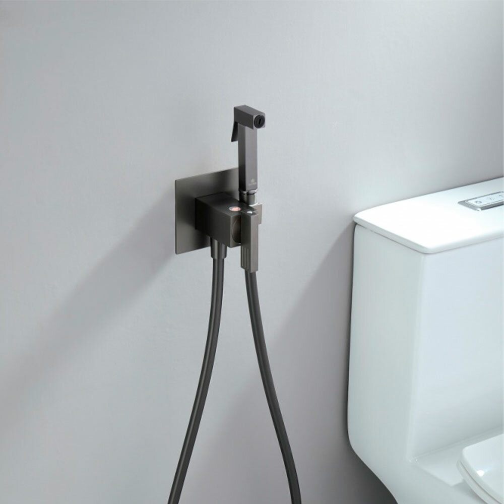 Смеситель встраиваемый с гигиеническим душем Ganzer GZ01157-Q графит