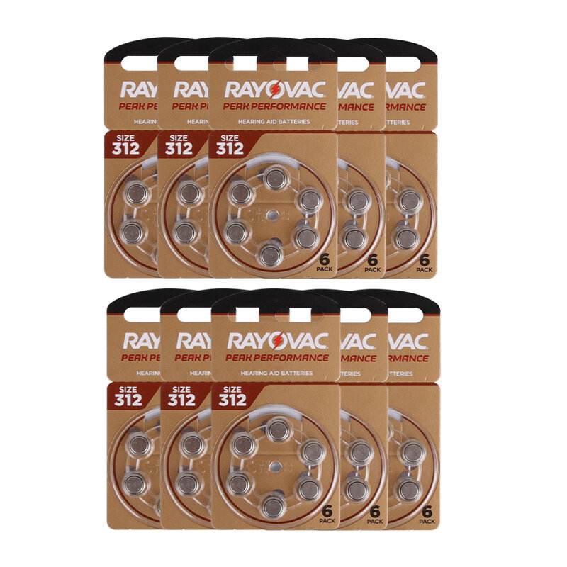 Батарейки для слуховых аппаратов RAYOVAC Peak312 A312 (PR48)10 блистер (60 батареек)