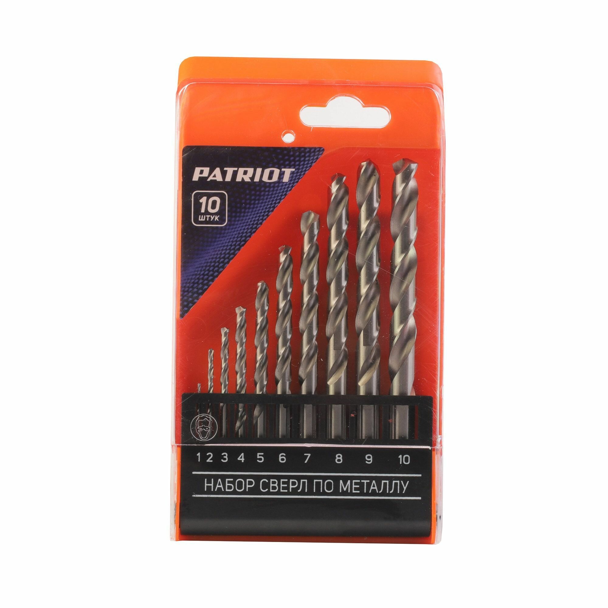 Набор сверл по металлу PATRIOT, HSS, 10 шт: 1,0-10,0мм, в пластиковом боксе