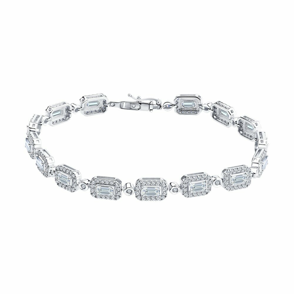 Браслет, белое золото, 585 проба, бриллиант выращенный