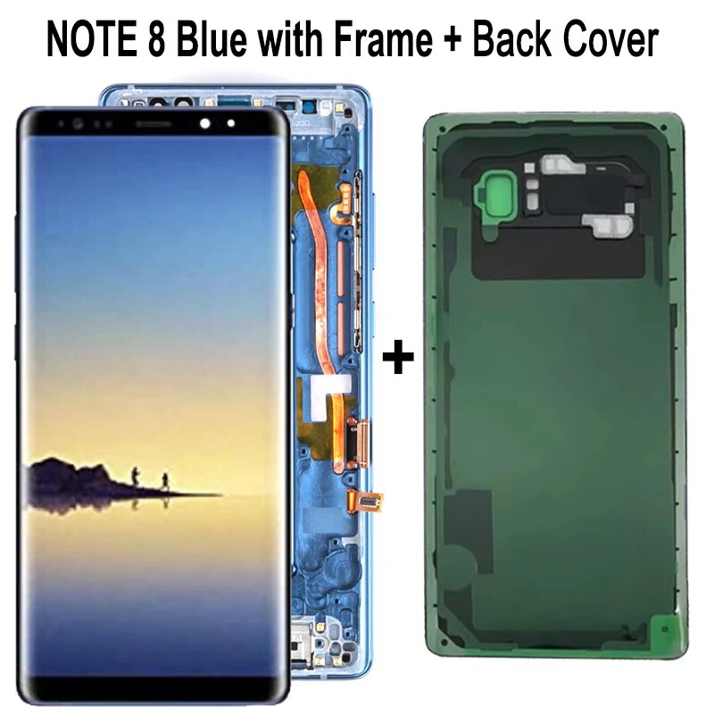 Высококачественный 6,3-дюймовый AMOLED-дисплей для Samsung Note 8, ЖК-дисплей SM-N950F, SM-N950U, модели сенсорного экрана в сборе с задней крышкой Blue Frame Cover