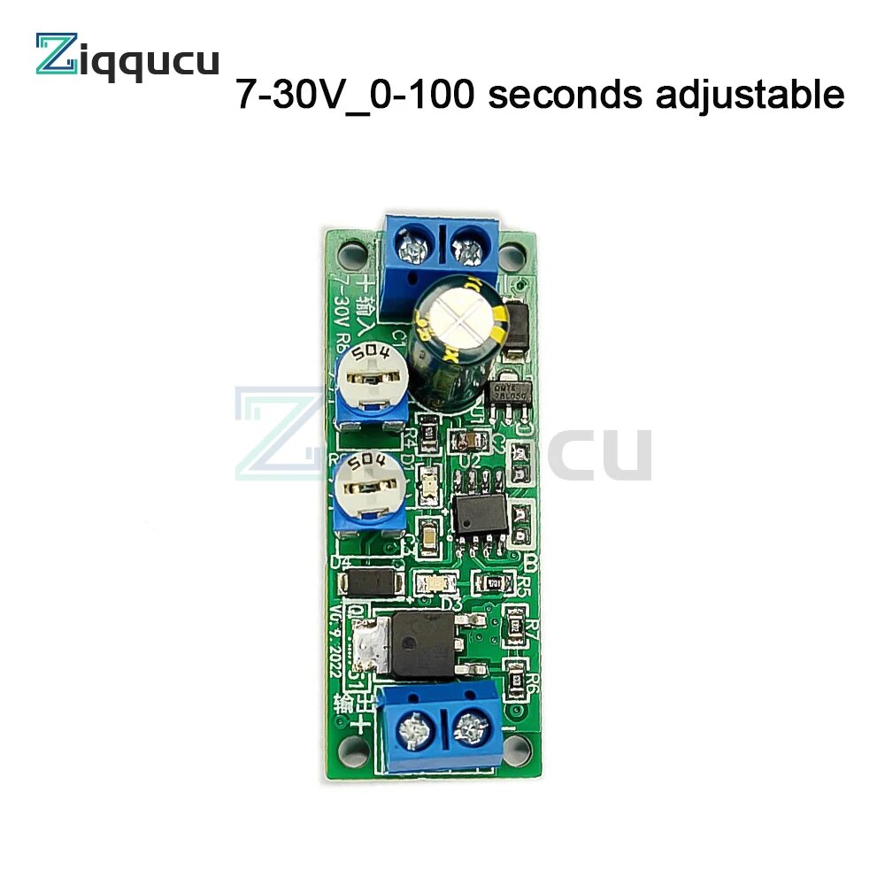 Реле времени Ziqqucu 7-30V, 0-100 сек