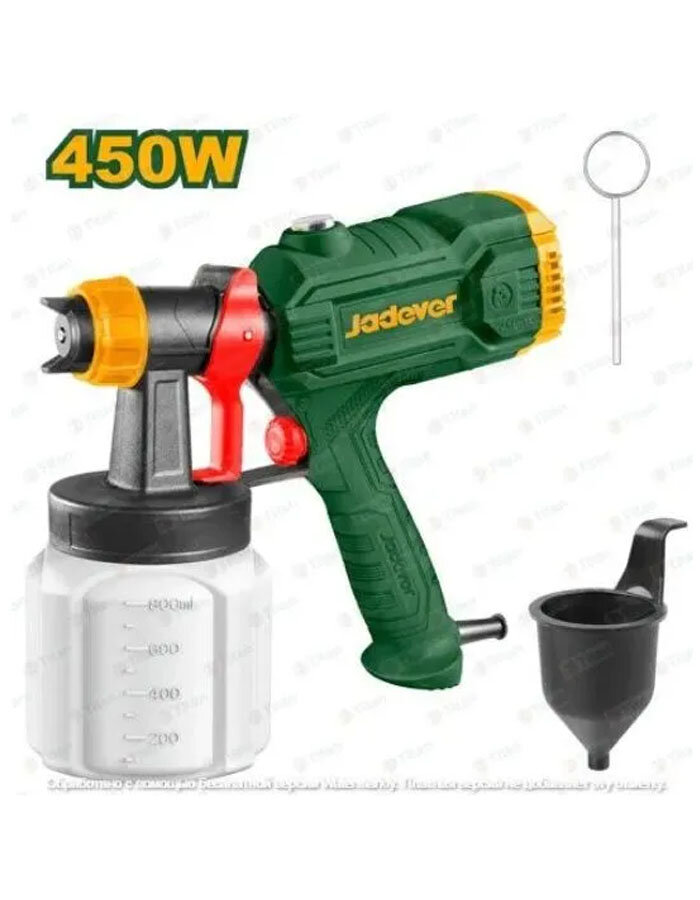 Краскопульт электрический для покраски JADEVER краскораспылитель мощность 450Вт