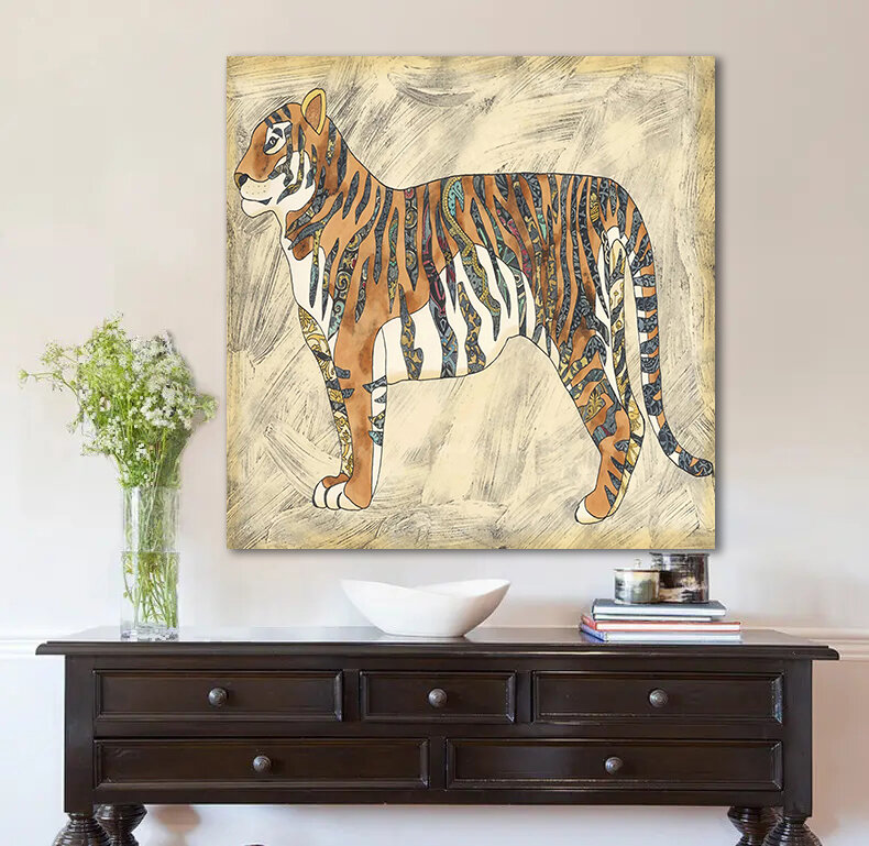 Картина "тигр/животные" ВсеКартины. Тут, холст, 40x40см, крепление "крокодил", на подрамнике