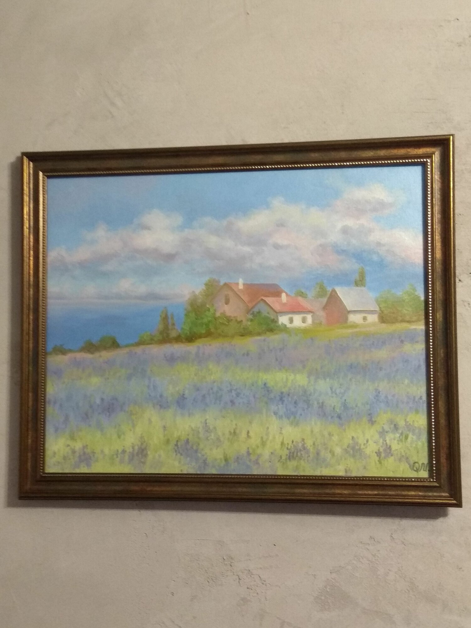 Картина Лавандовое поле живопись ручной работы 50х40см